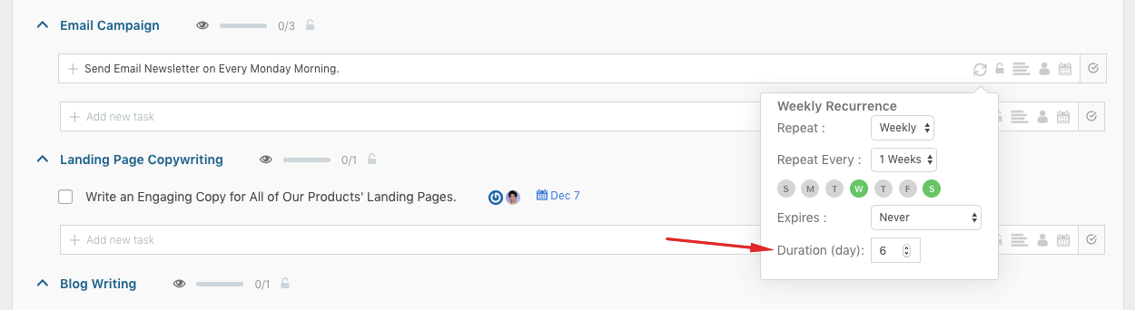 Recurring Task - weDevs